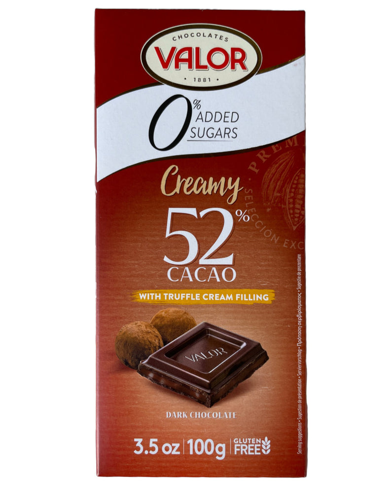 Valor Dark Chocolate with Truffle Cream Filling (No Added Sugar ...